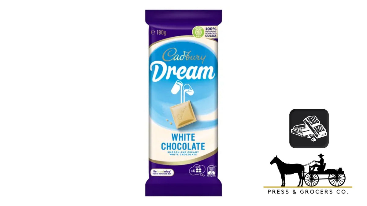 Cadbury Dairy White Choc Dream 180g – Press & Grocers Co.