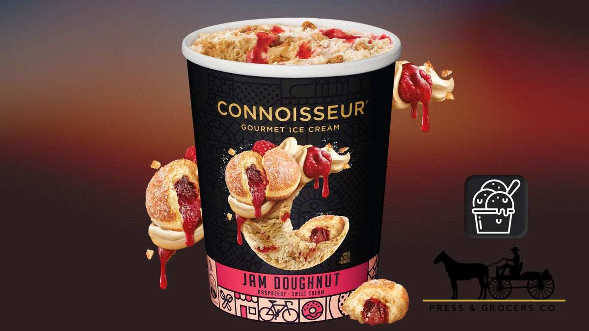 Connoisseur Jam Donut Raspberry & Sweet Cream Ice Cream 1L – Press ...