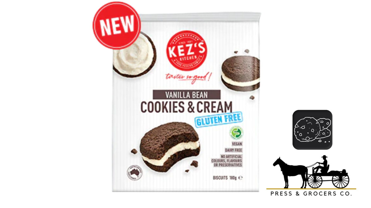 Kez's Biscuits Vanilla Bean Cookies & Cream 180g – Press & Grocers Co.