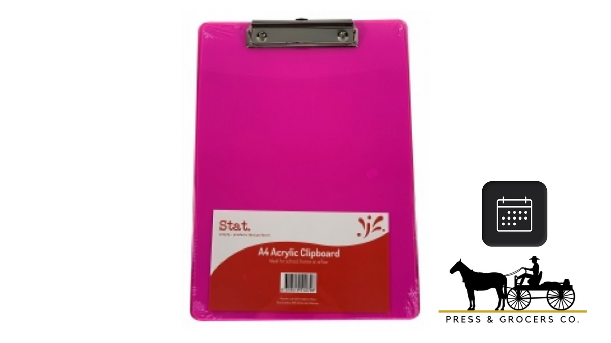 Stat. Acrylic Clipboard A4 x 1 – Press & Grocers Co.