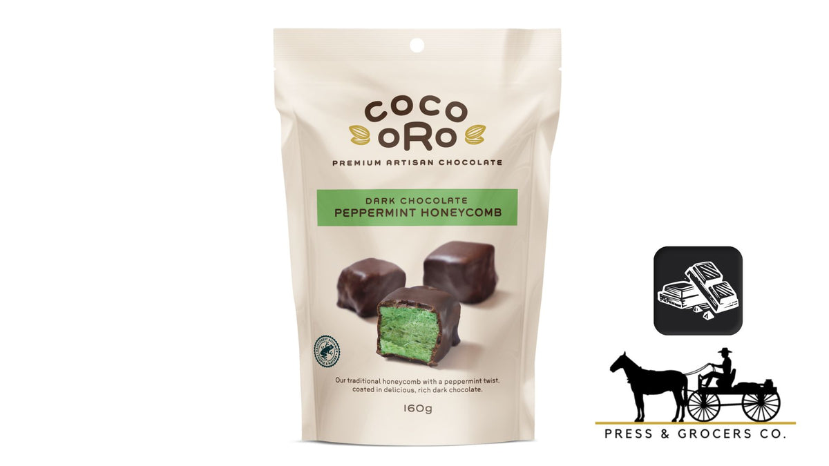 Coco Oro Dark Choc Peppermint Honeycomb 160g – Press & Grocers Co.