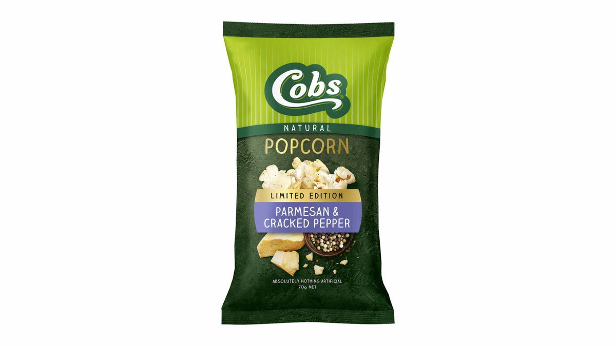 Cobs Natural Popcorn Parmesan & Cracked Pepper 70g – Press & Grocers Co.