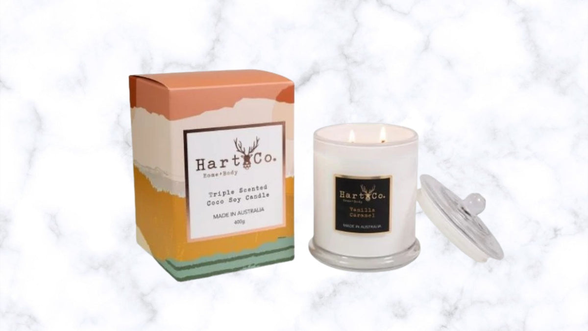 Hart Co Vanilla Caramel Large Double Wick Scented Candle 400g – Press ...